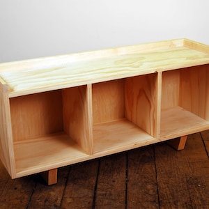 PINE Three Cube Bench/entertainment Center Vinyl Shelf Finished ...