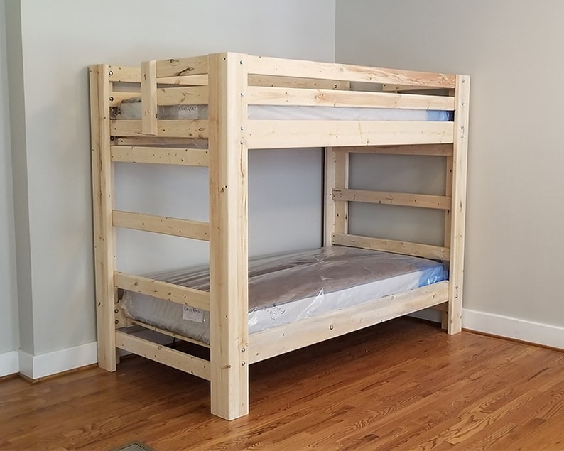 Solid White Pine Twin Bunk Bed - Modern Wood Bedroom Furniture - Etsy