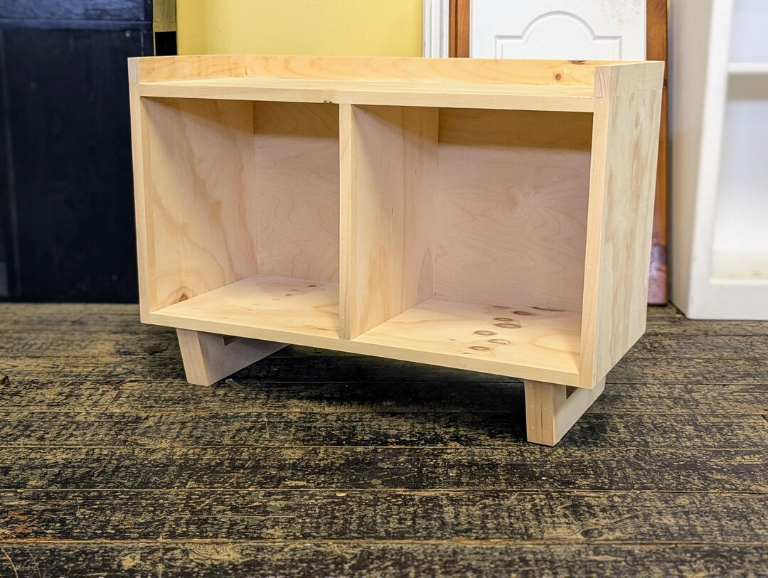 PINE Two Cube Bench/entertainment Center Vinyl Shelf Finished ...