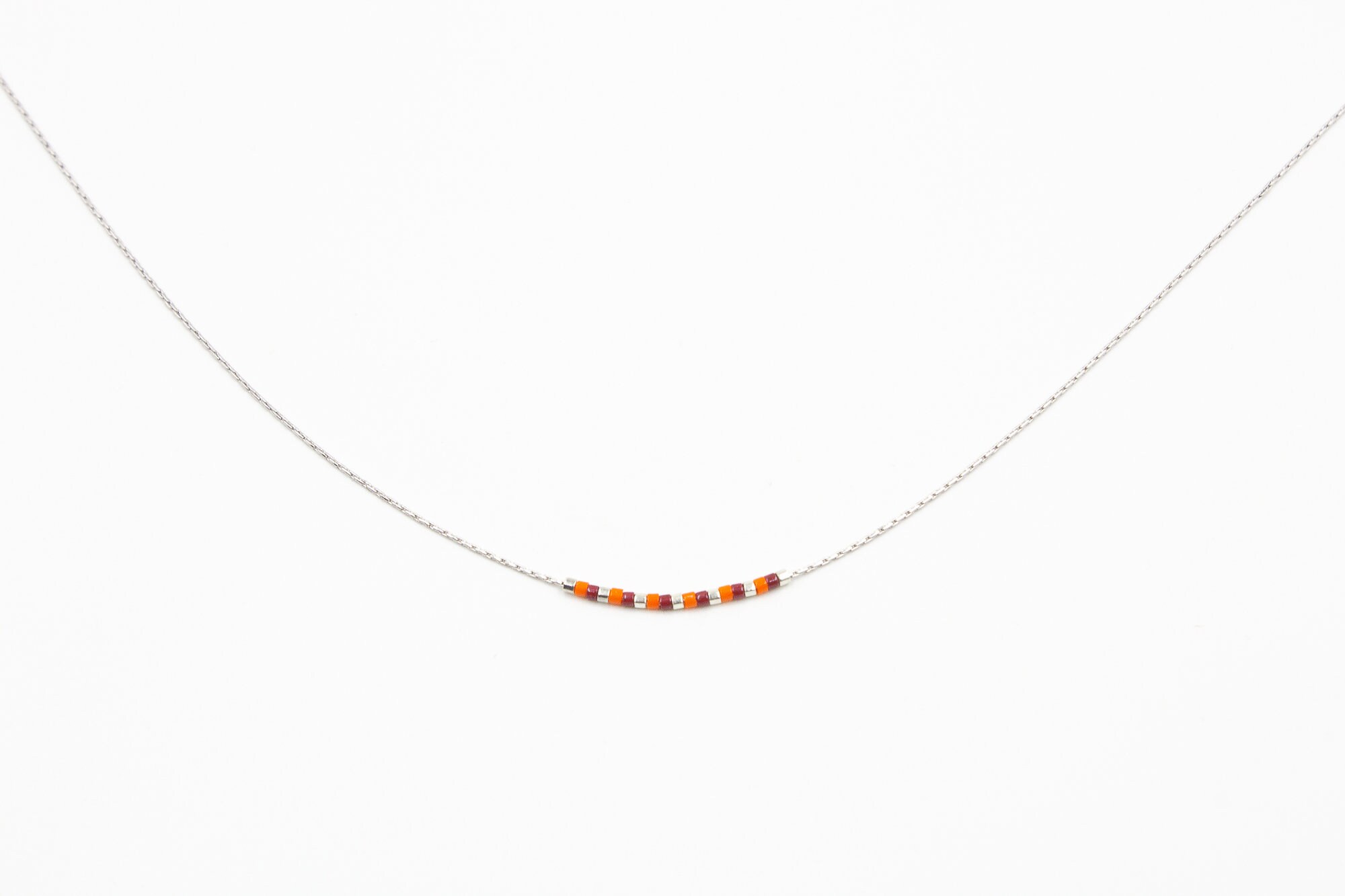 Minimalist Silver Necklace/tiny Beaded Necklace/delicate Beaded ...
