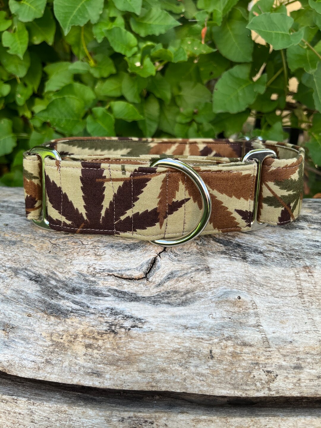 Brown Weed Marijuana Leaf Dog Collar, Camo Buckle or Martingale, Size ...