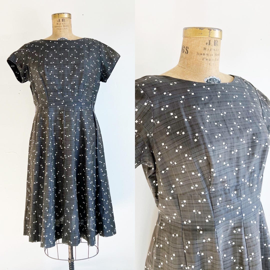 1950s / 50s Vintage Painted Fit and Flare Dress / Extra Large - Etsy