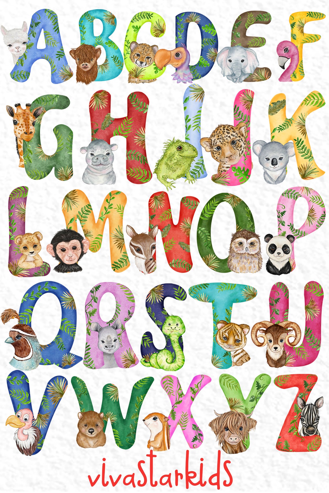 Animal Alphabet Clipart: zoo Alphabet Jungle | Etsy
