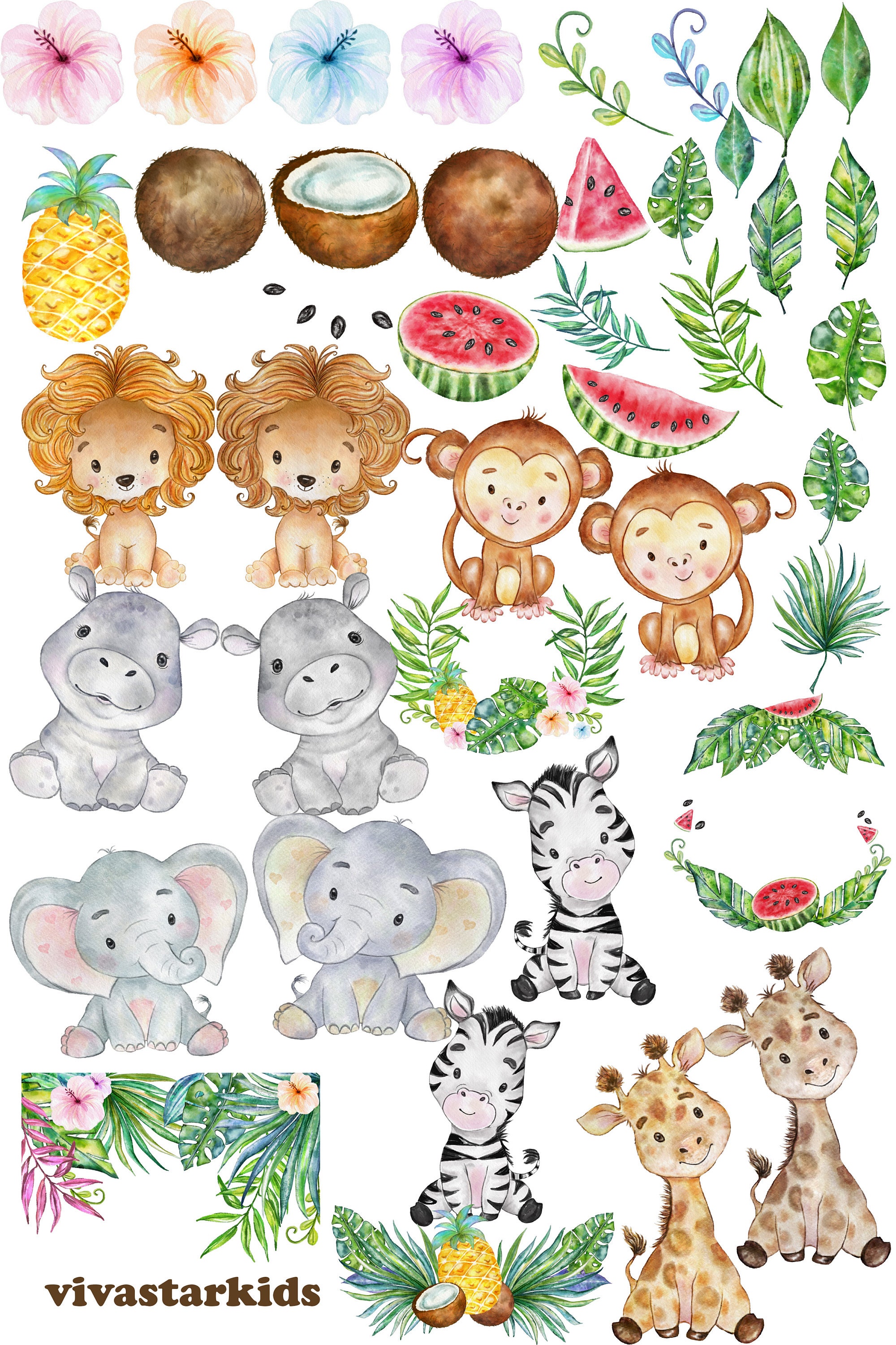 Safari Animals Clipart: african Animals Jungle | Etsy