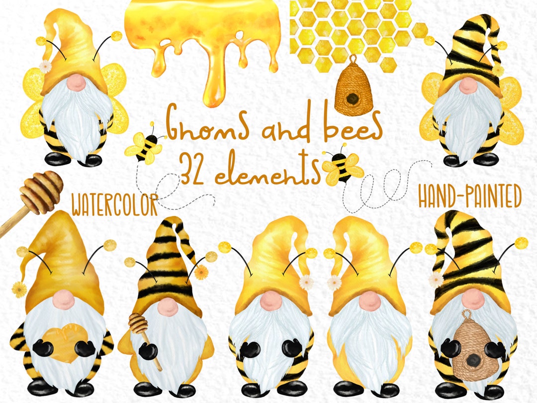 Honey Bee Clipart: gnomes Clipart Watercolor - Etsy