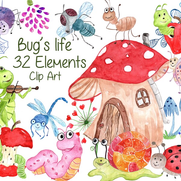 Cute Bugs Clipart - Etsy