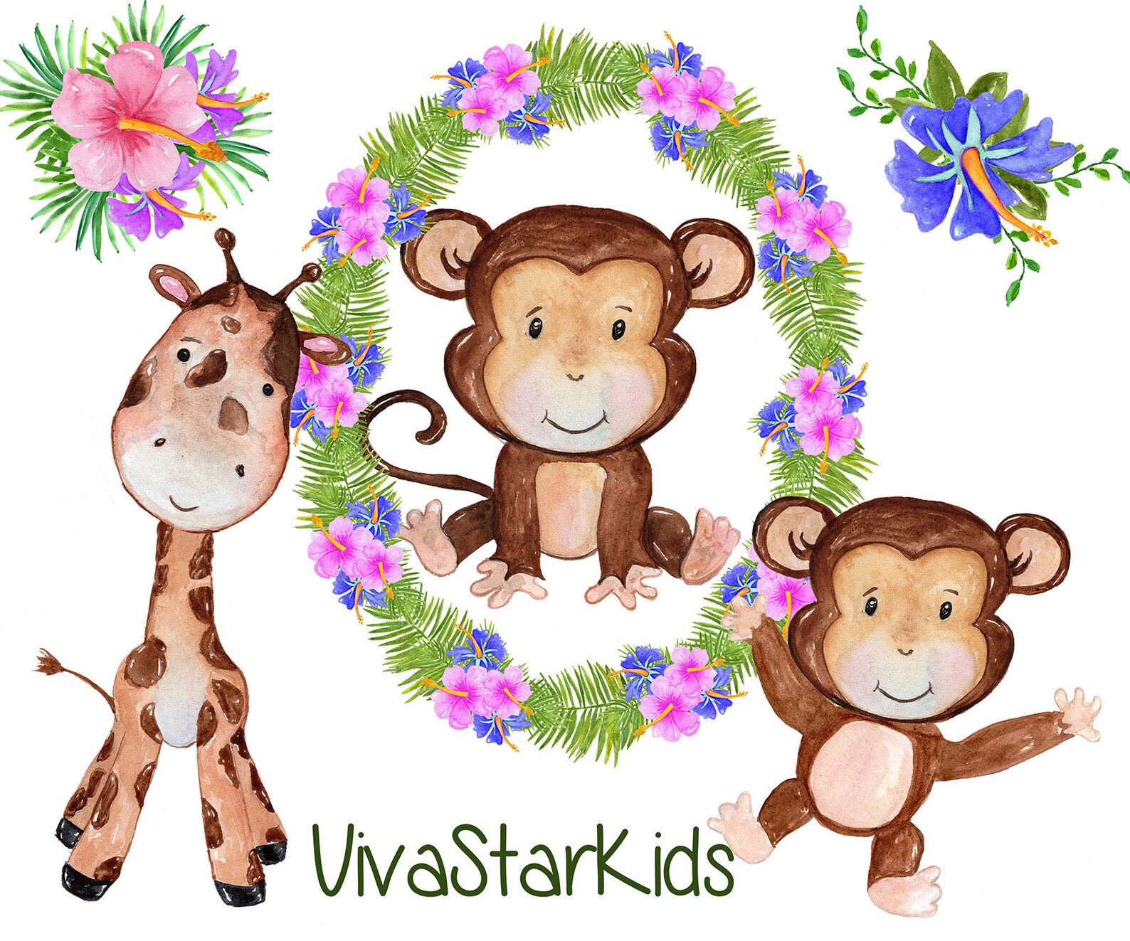 Safari Animals Clipart: african Animals Watercolor - Etsy