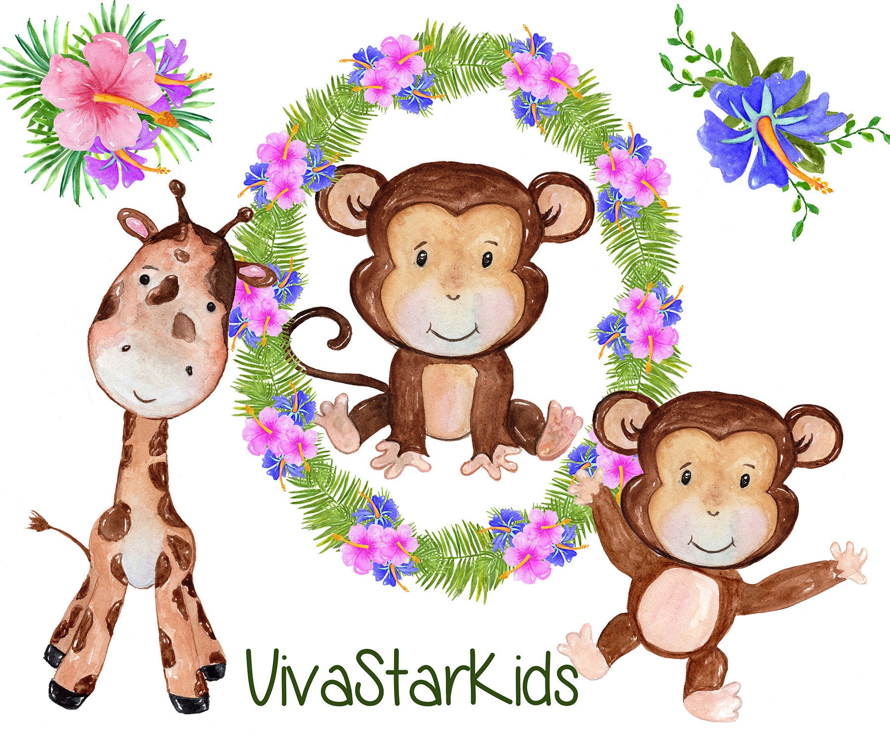 Safari Animals Clipart: african Animals Watercolor - Etsy