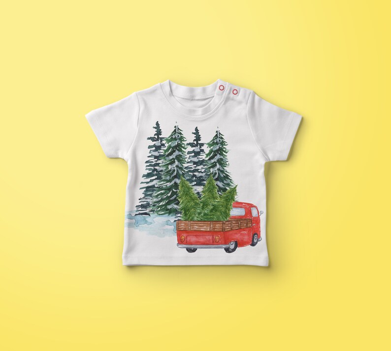 Watercolor Christmas Cars Clipart: christmas Truck - Etsy