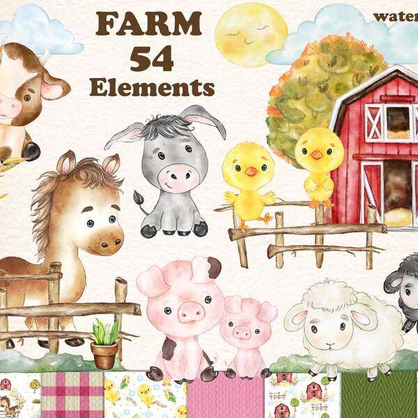 Farm Animal Clipart - Etsy