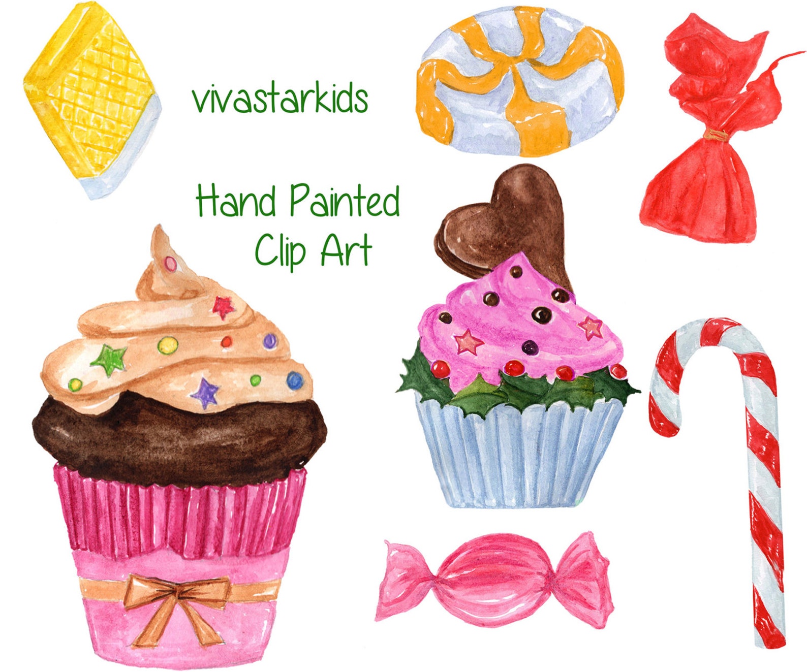 Watercolor Christmas Sweets Clipart: sweets | Etsy