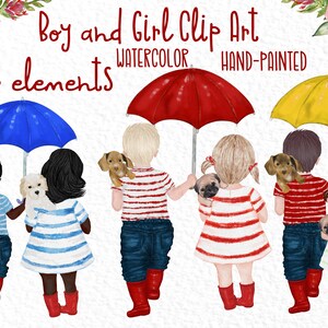 Watercolor Boy and Girl Clipart: cute KIDS Clipart - Etsy