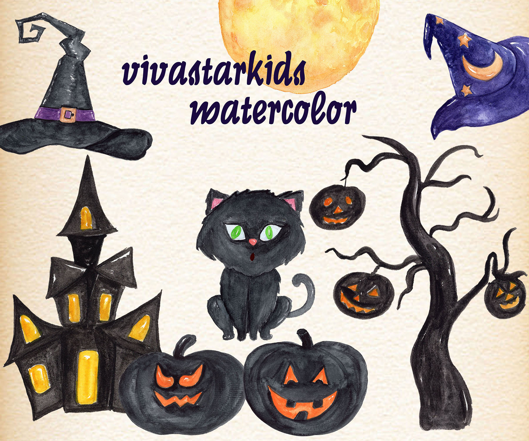 Watercolor Halloween Clipart: halloween CLIP Art - Etsy
