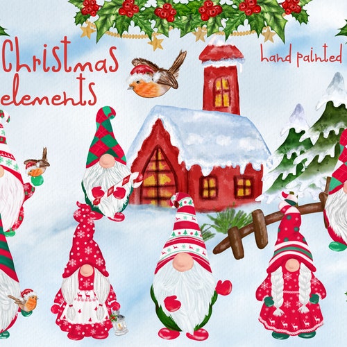 Christmas Gnome Clipart Scandinavian Winter Holiday Gnomes - Etsy