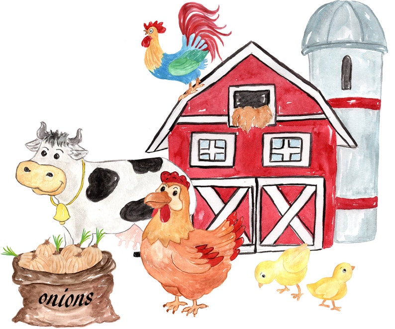 Farm animals clipart: FARM CLIP ART Watercolor | Etsy
