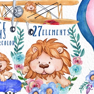 Cute Lions Clipart: watercolor Animals Baby - Etsy