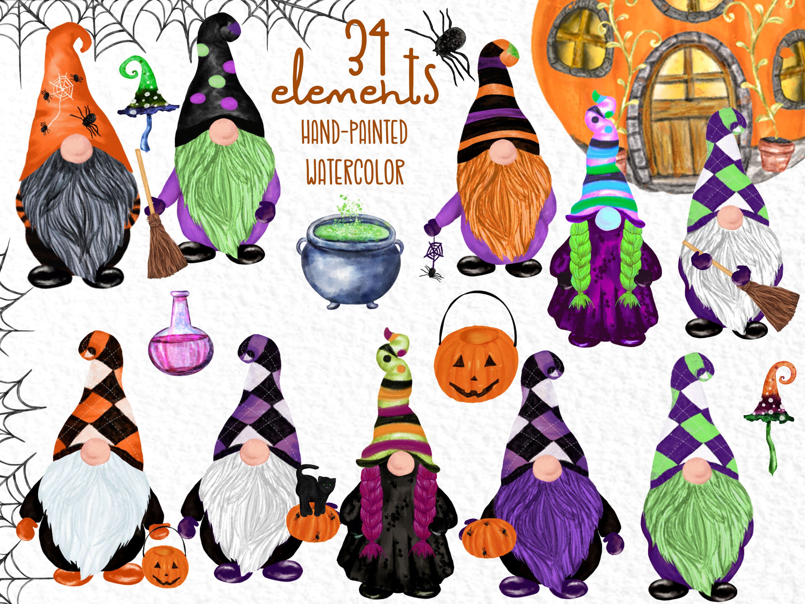 Gnomes Clipart: thanksgiving Gnomes Halloween | Etsy