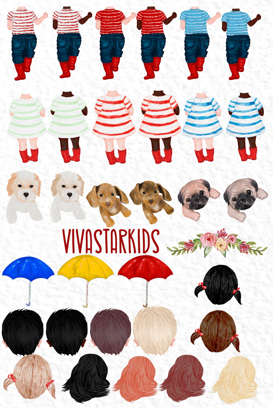 Watercolor Boy and Girl Clipart: cute KIDS Clipart - Etsy