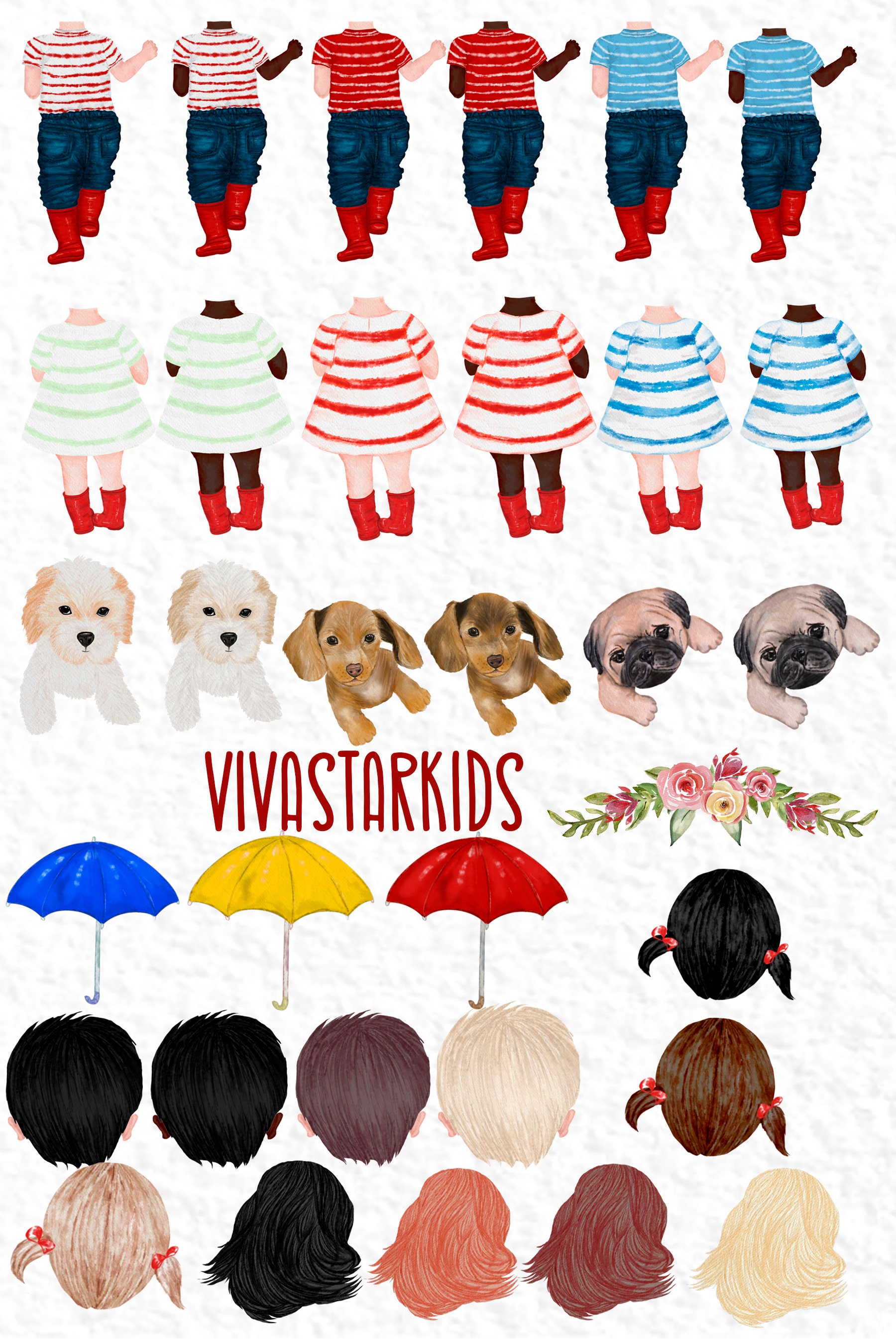 Watercolor Boy and Girl Clipart: cute KIDS Clipart - Etsy