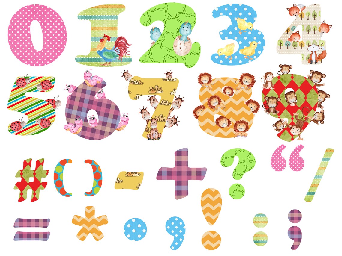 Animal Numbers Clipart: kids NUMBERS Clipart - Etsy