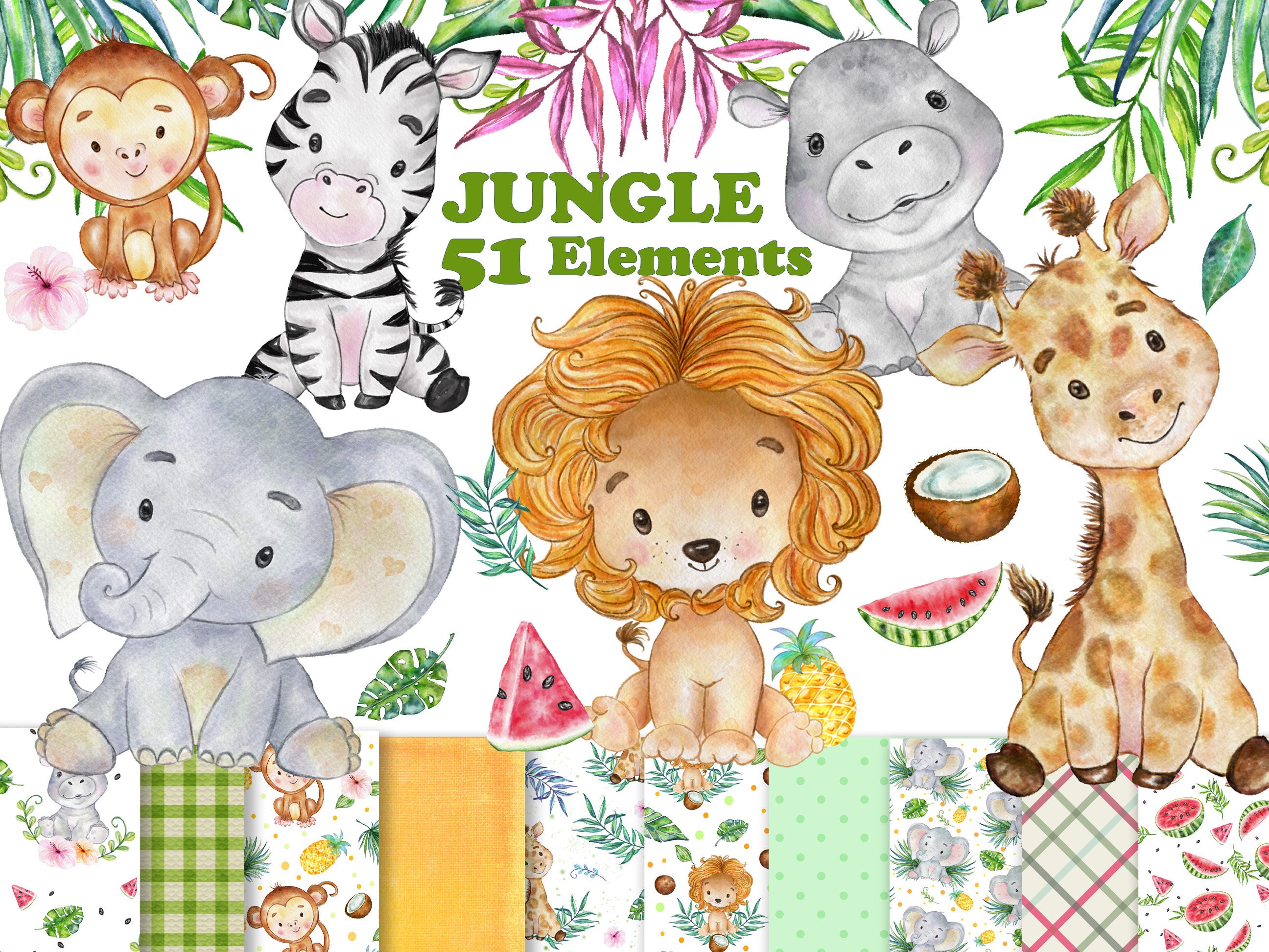 Safari Animals Clipart: african Animals Jungle | Etsy