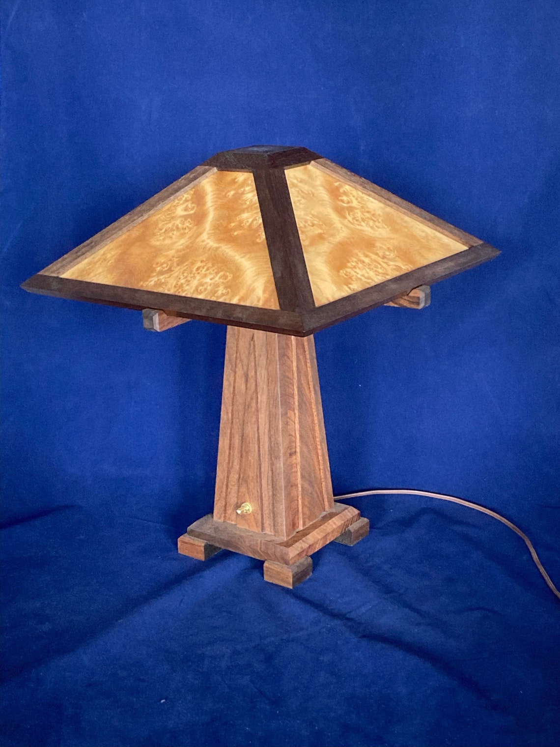 Fir Burl Veneer Bottom Supported Lamp Shade With Arts and Craft Walnut ...