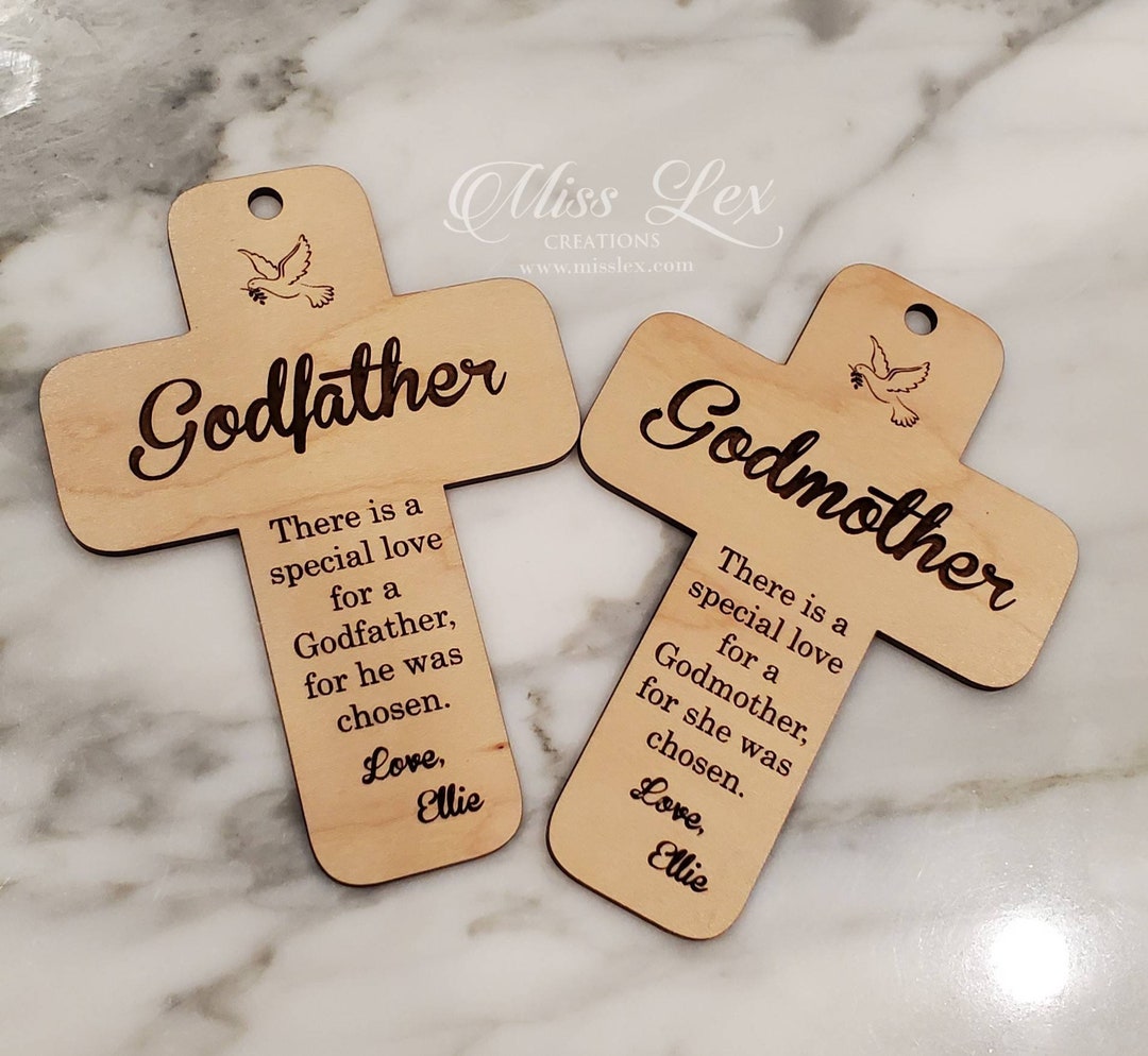 Wood Godparents Cross for Baptism - Etsy