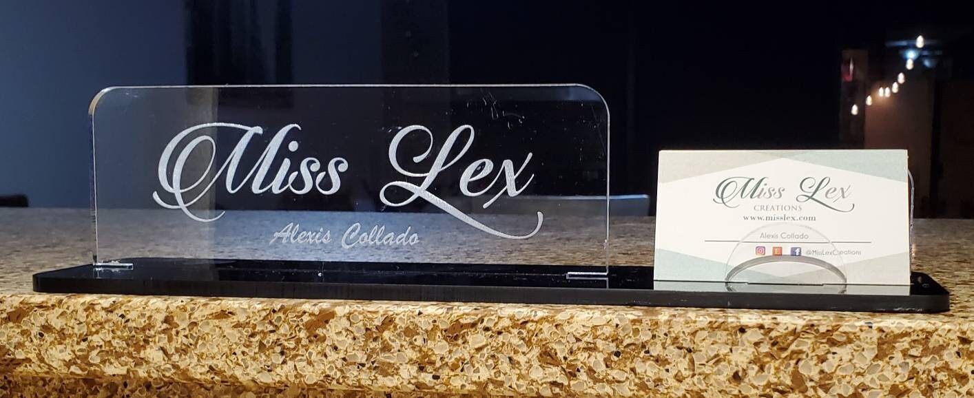 Custom Acrylic Desk Name Plate & Card Holder - Etsy