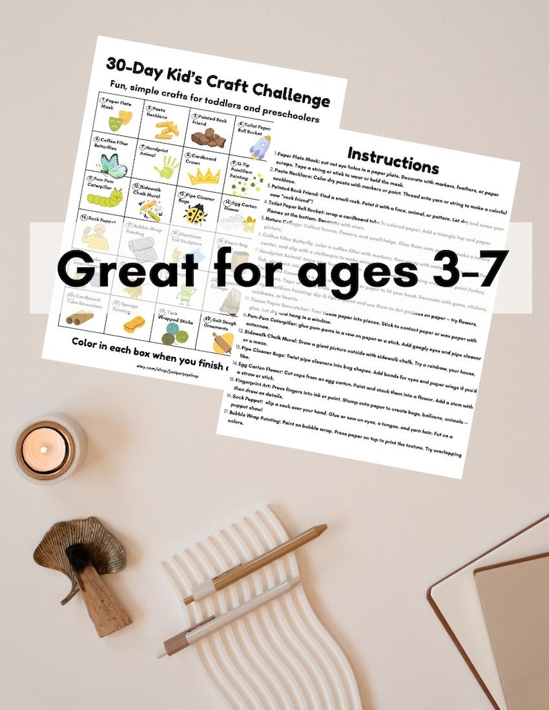 30-day Kids Craft Challenge Printable - Fun Preschool Activities ...