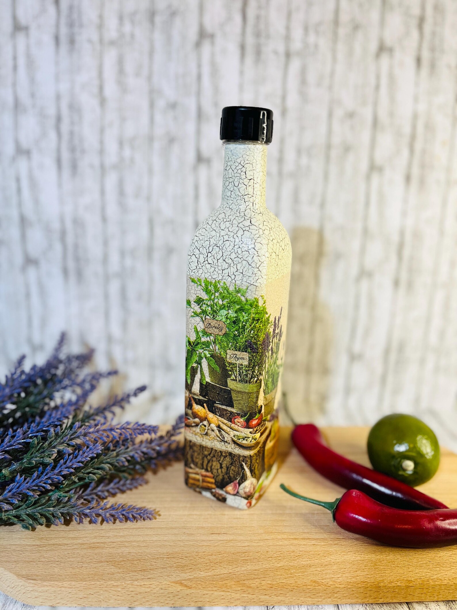 Mediterranean Kitchen Decor, Cooking Oil Bottle With Pour Spout 500 Ml ...