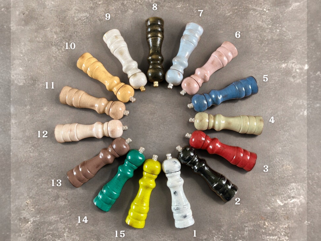 Salt and Pepper Grinders Set, Custom Pair of Wooden Mills Shakers ...