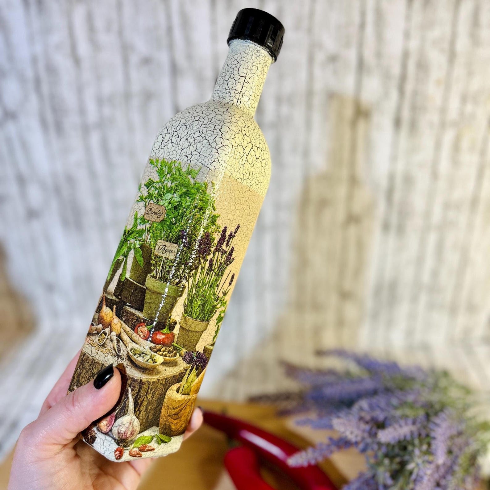 Mediterranean Kitchen Decor, Cooking Oil Bottle With Pour Spout 500 Ml ...