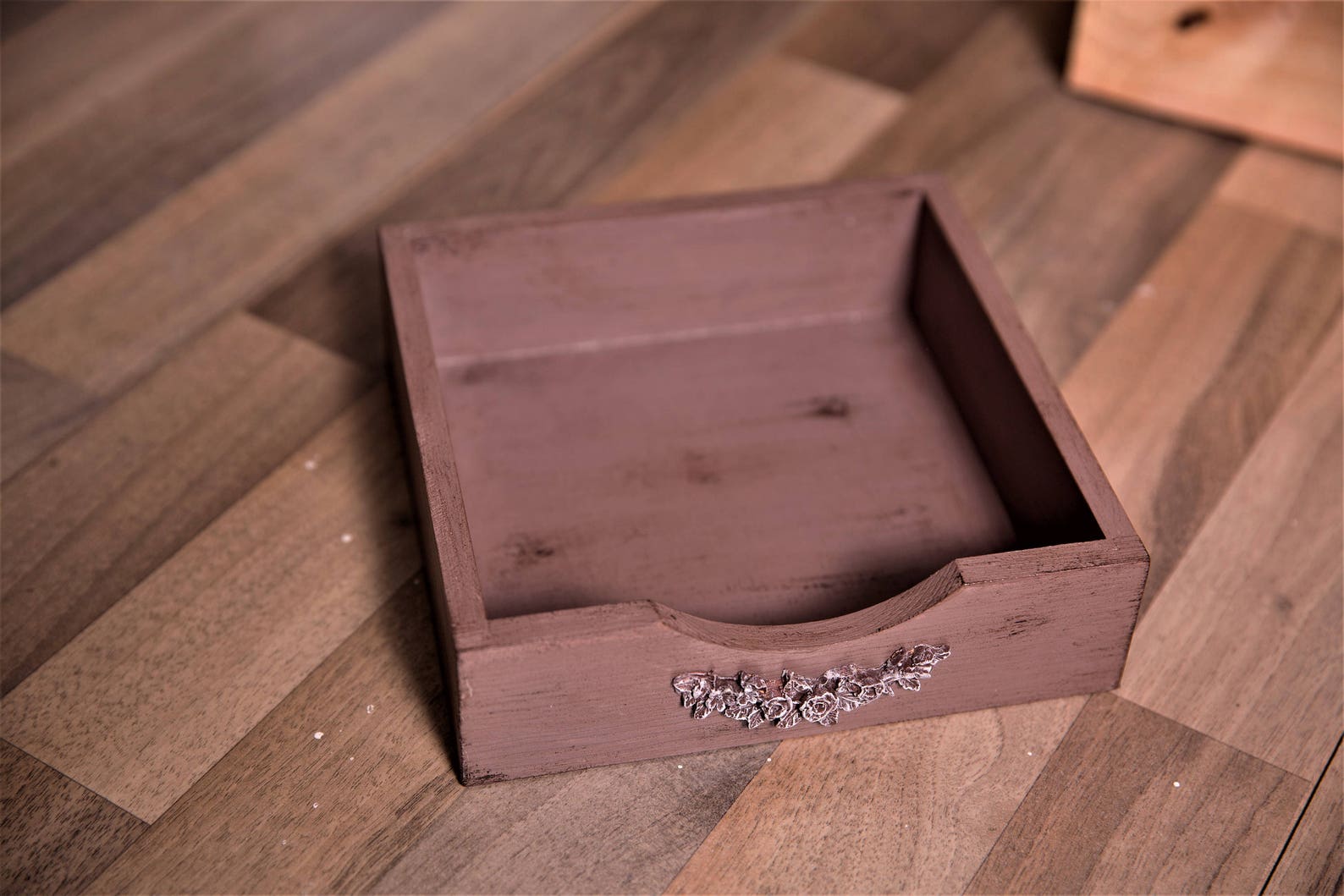 Flat Napkin Holder, Square Wooden Small Tray, Rustic Kitchen Table ...