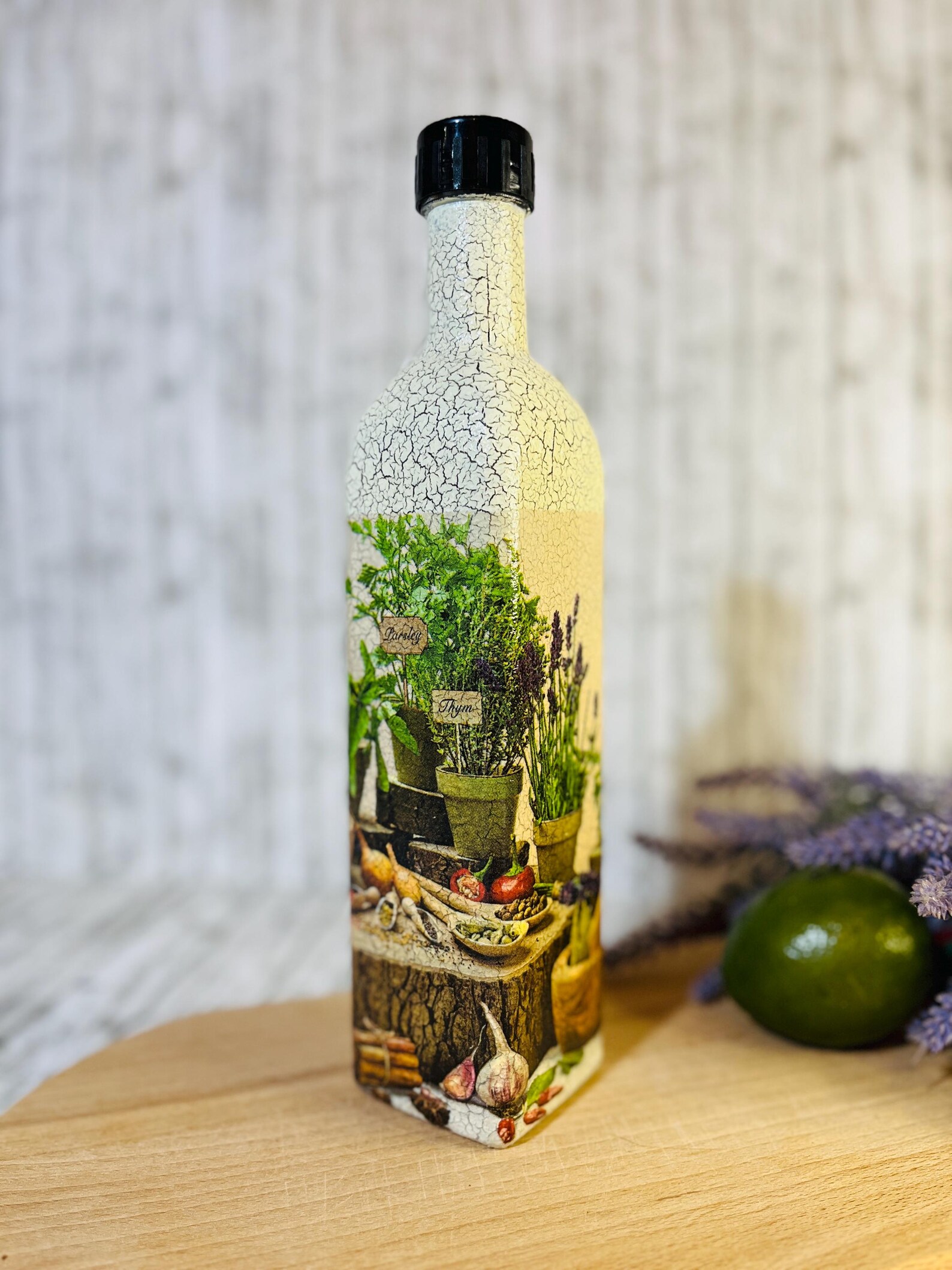 Mediterranean Kitchen Decor, Cooking Oil Bottle With Pour Spout 500 Ml ...