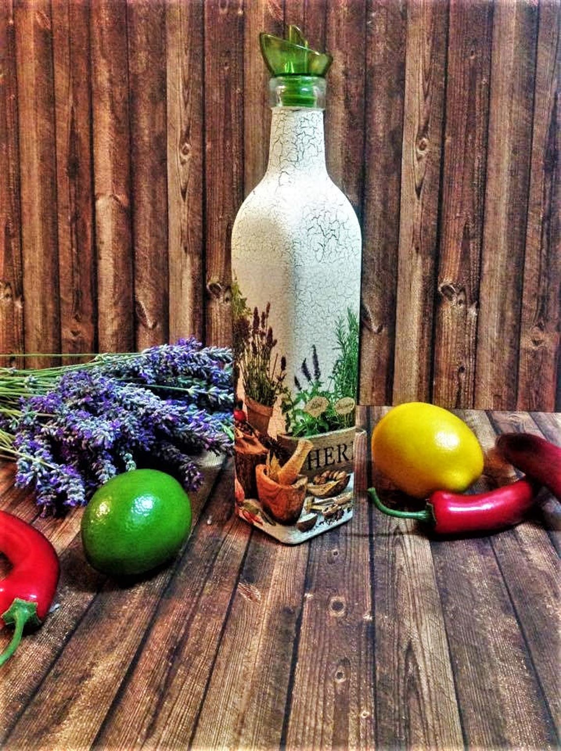 Mediterranean Kitchen Decor Cooking Oil Bottle With Pour | Etsy