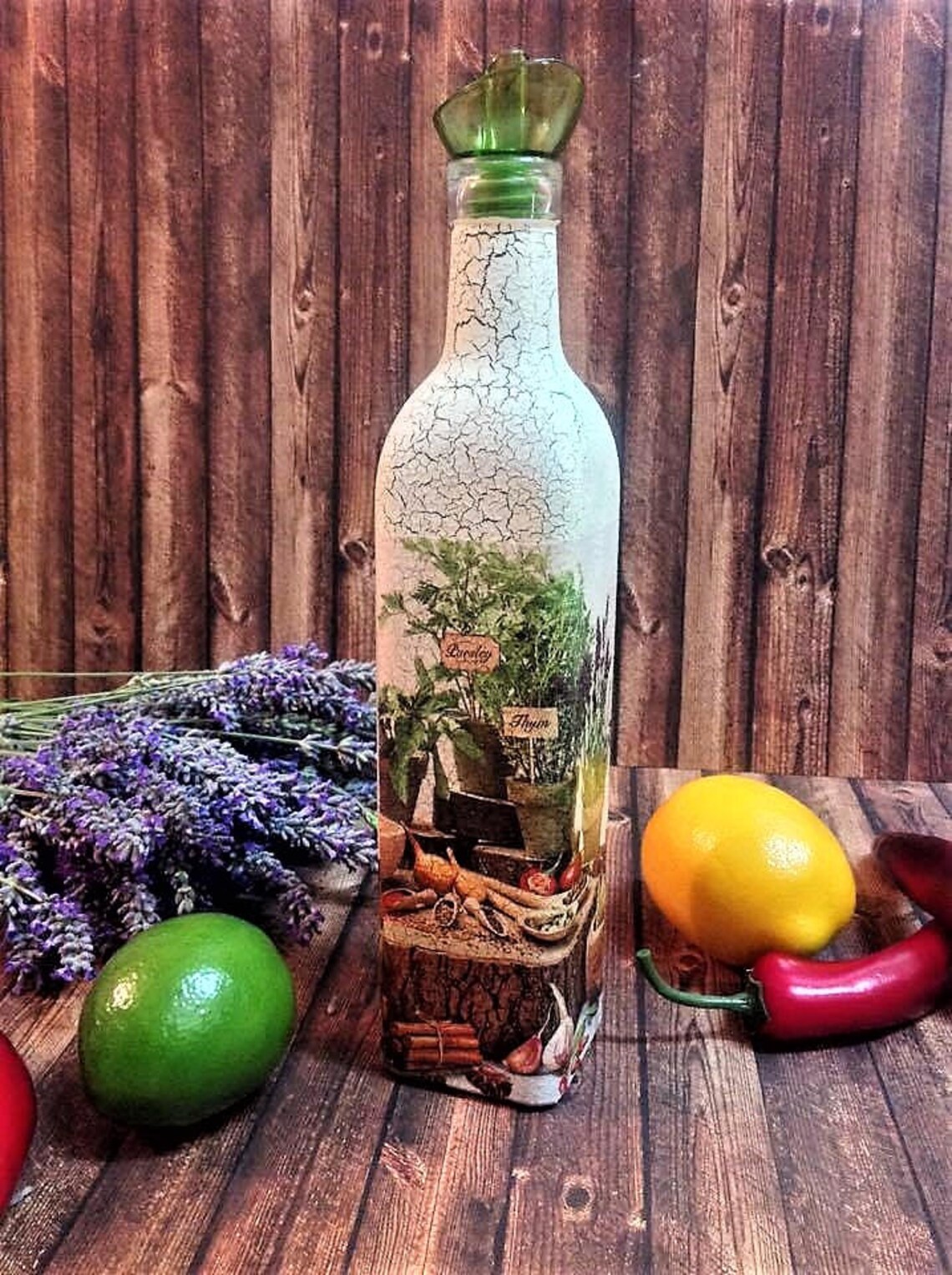 Mediterranean Kitchen Decor Cooking Oil Bottle With Pour | Etsy