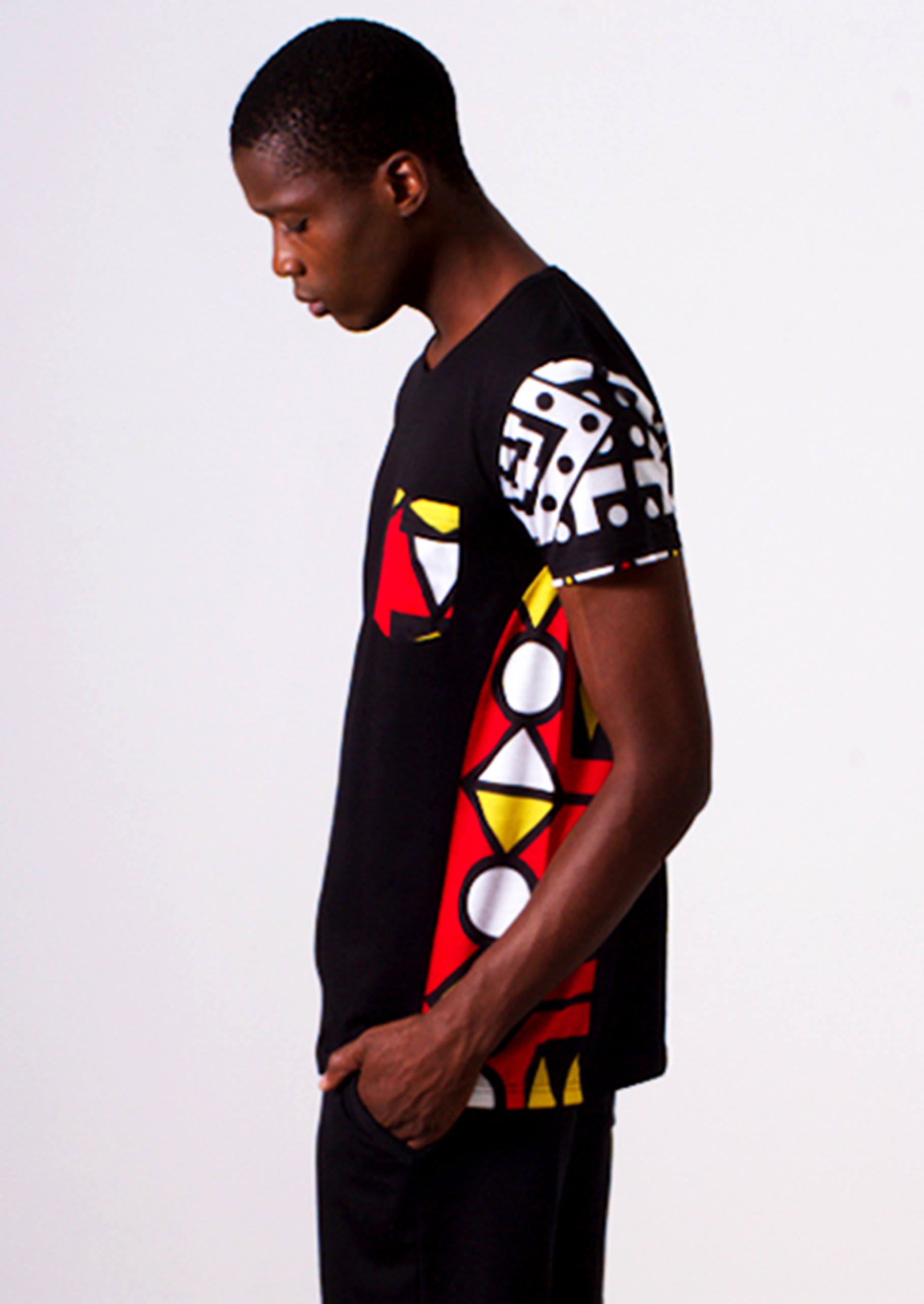 Black T-shirt With African Print Pocket Samakaka Print From Angola - Etsy