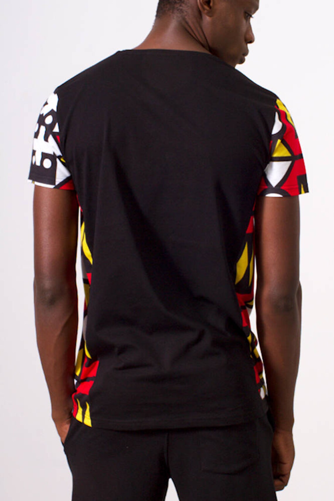 Black T-shirt With African Print Pocket Samakaka Print From Angola - Etsy