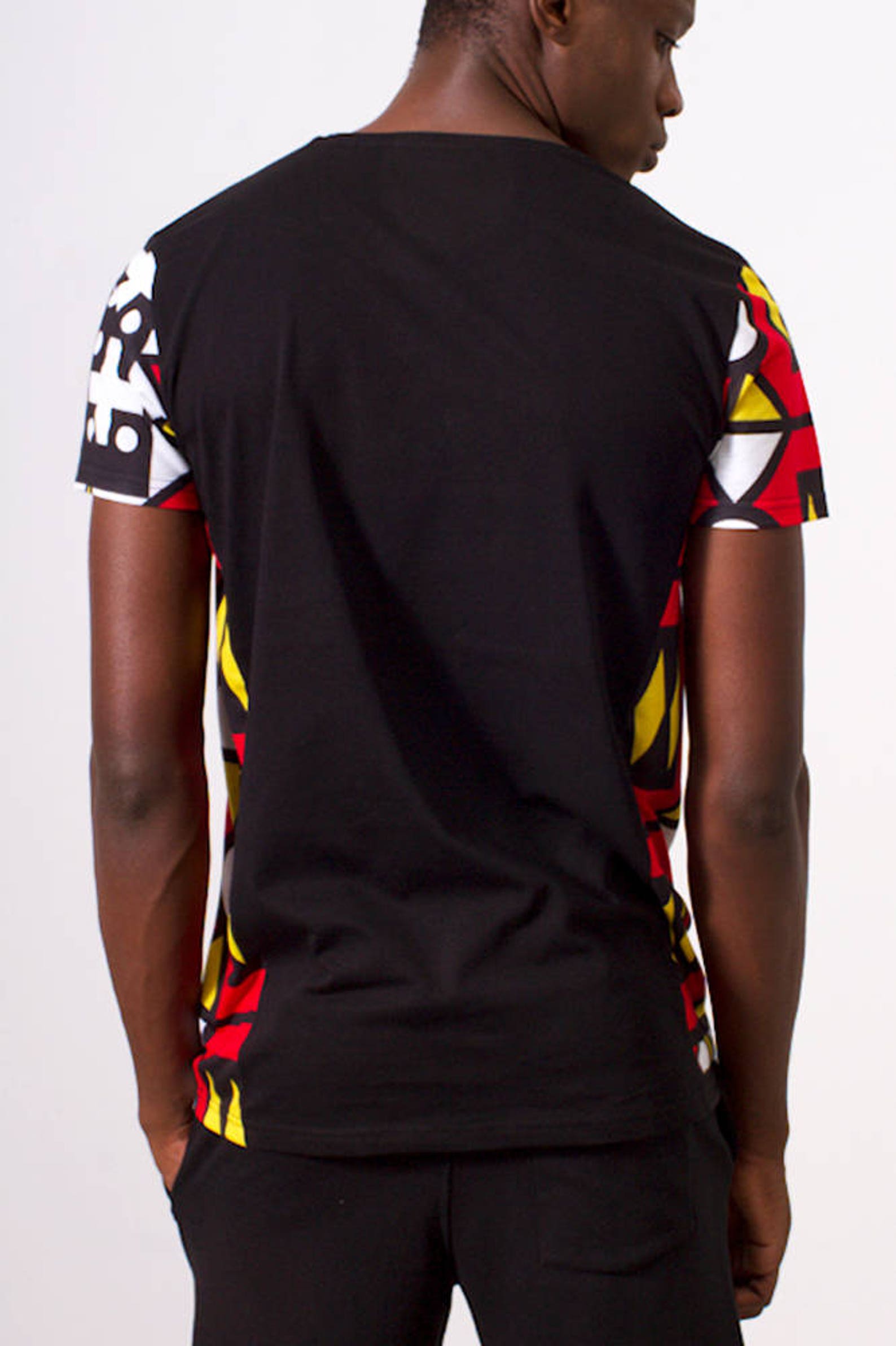Black T-shirt With African Print Pocket Samakaka Print From Angola - Etsy
