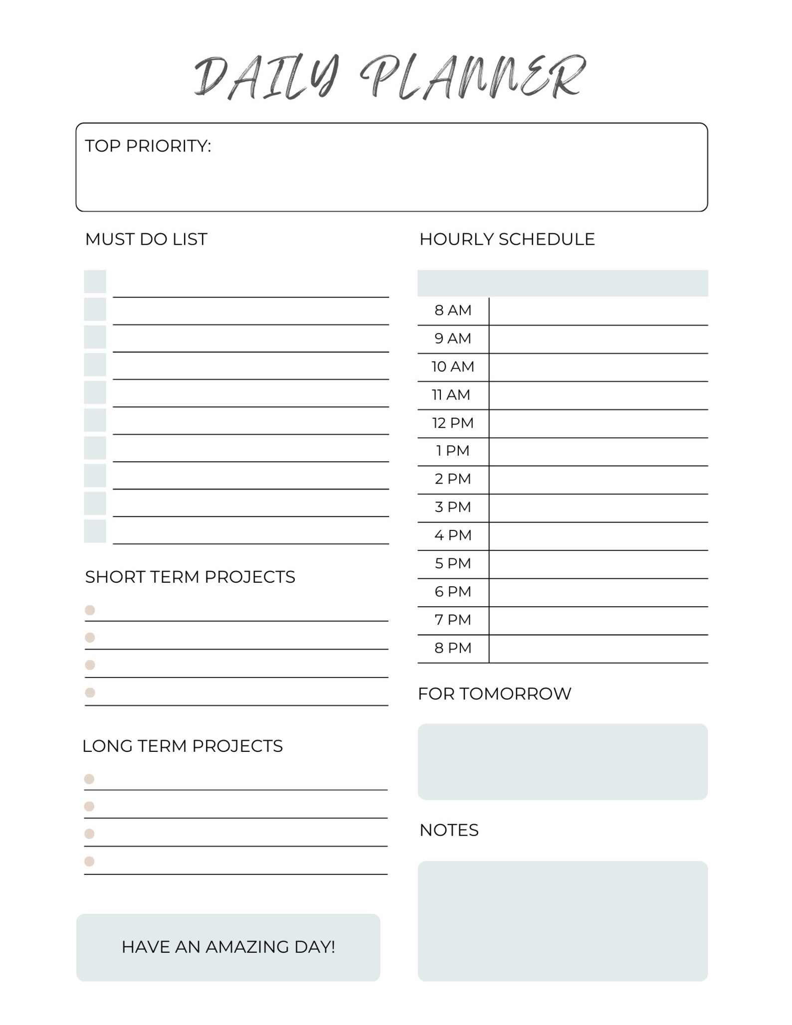 Simple Daily Planner | Easy to Use! - Etsy