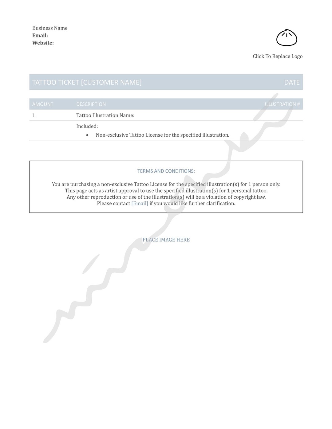 Tattoo Ticket Template - Etsy