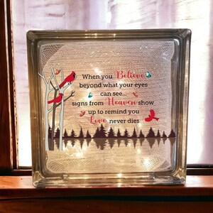 Inspirational Memorial Glass Block With Lights, 8x8 - Believe Beyond ...