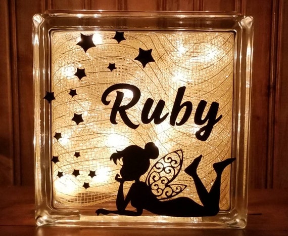 Personalized Fairy Glass Block Night Light - Etsy