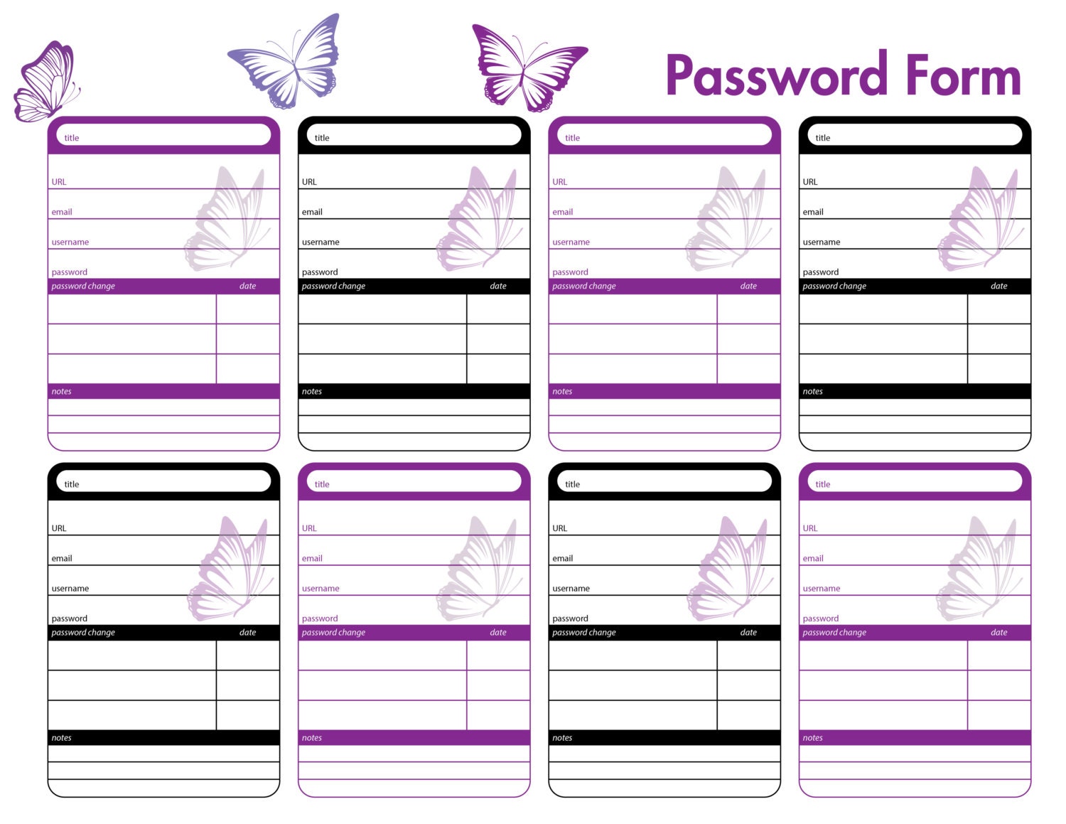 Password Organizer - Fillable & Printable - Etsy