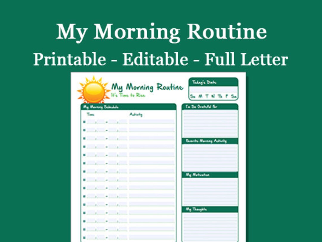 My Morning Routine - Printable & Fillable - Etsy