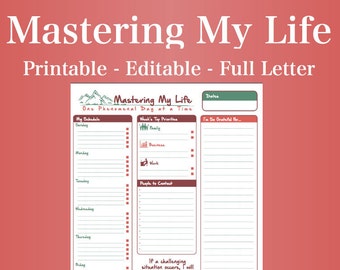 Daily Schedule and To-do List- Mastering My Life- Printable & Fillable ...