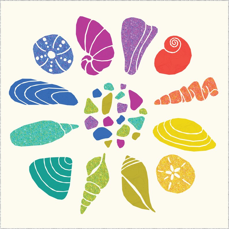 Shoreline Shells Quilt Pattern — Modern Beach, Seashell Quilt Pattern ...