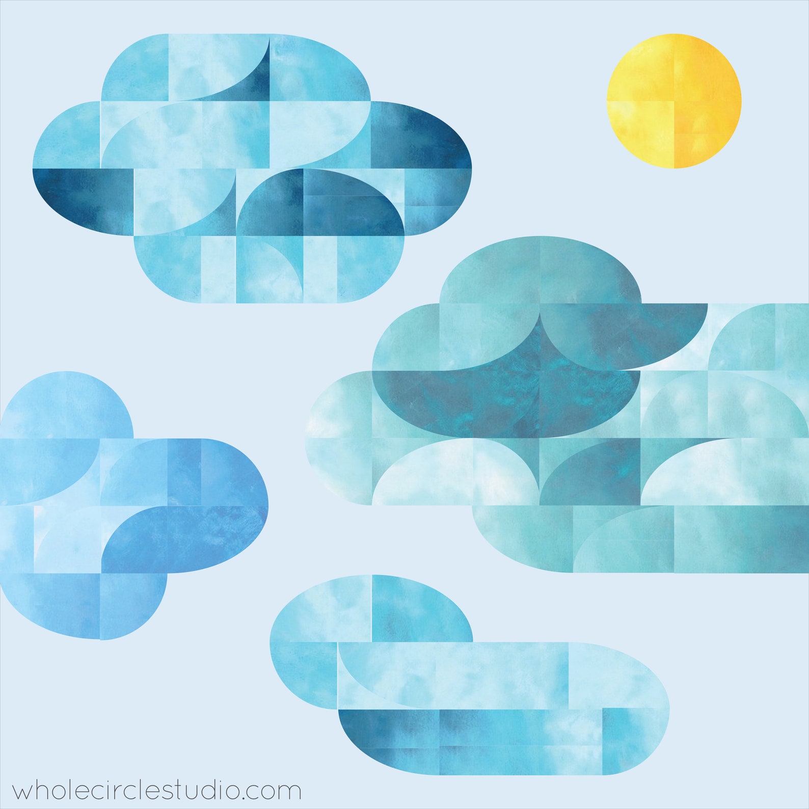 Cloud Modern Quilt. Drunkards Path Block. Baby Quilt. Instant - Etsy