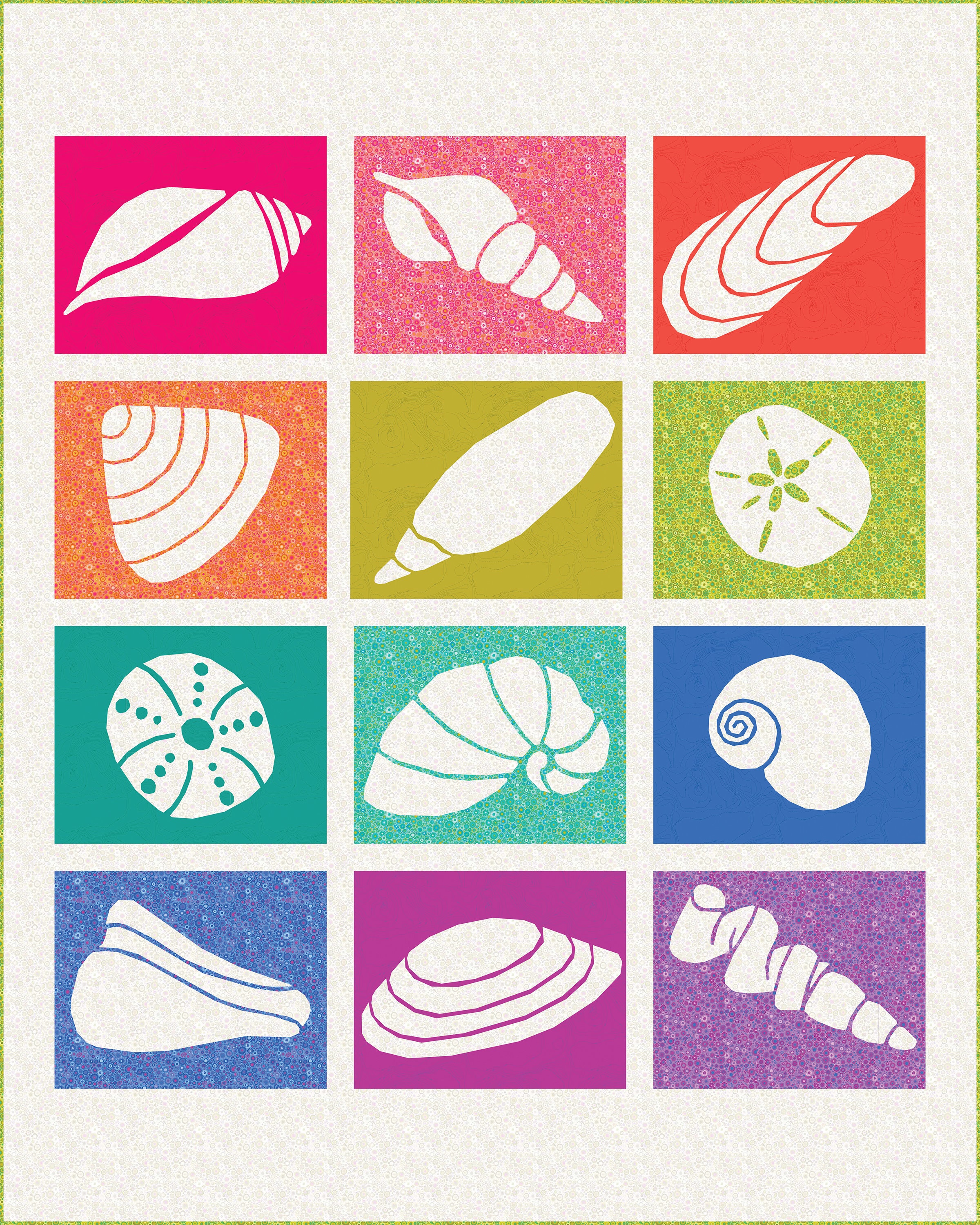 Shoreline Shells Quilt Pattern — Modern Beach, Seashell Quilt Pattern ...