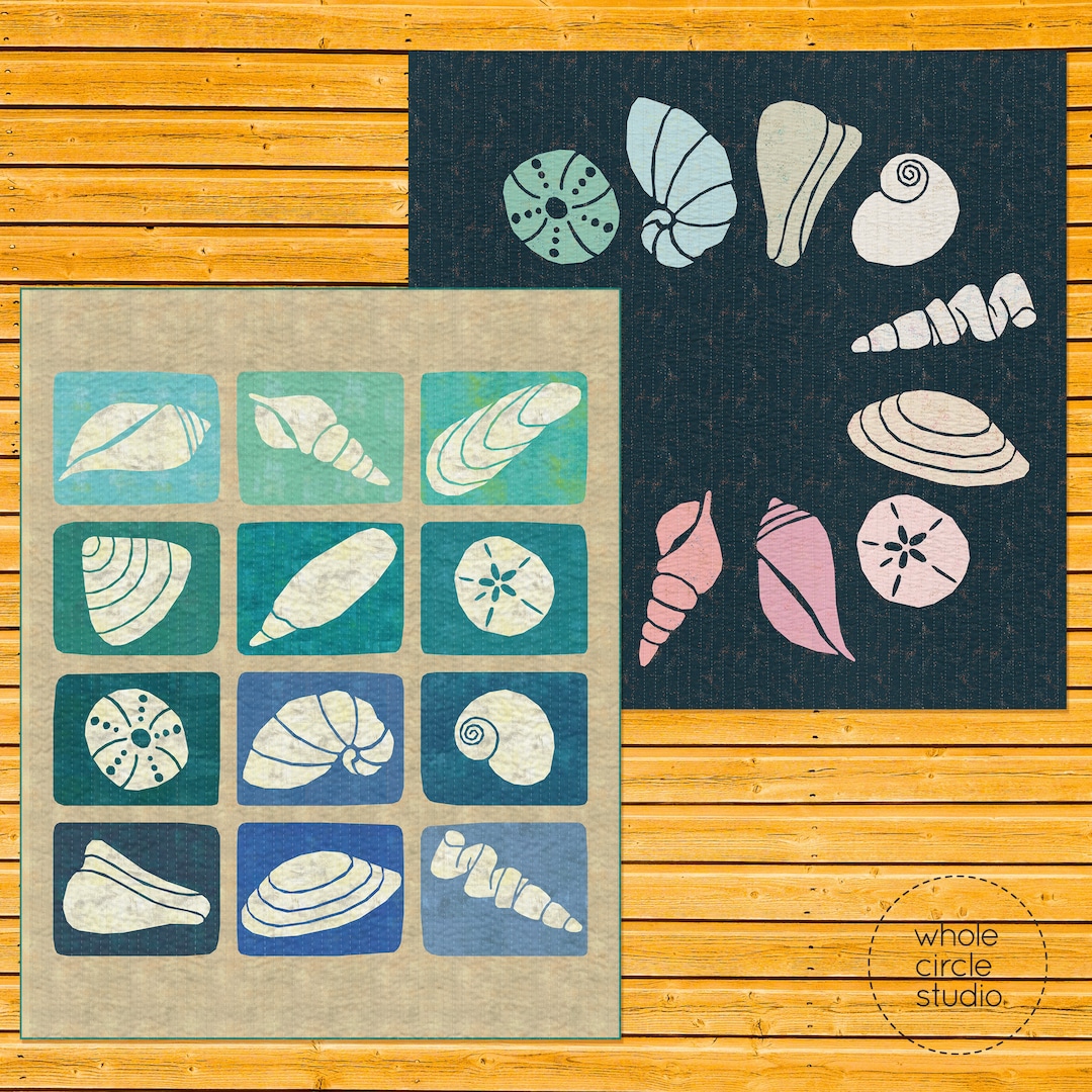 Shoreline Shells Quilt Pattern — Modern Beach, Seashell Quilt Pattern ...
